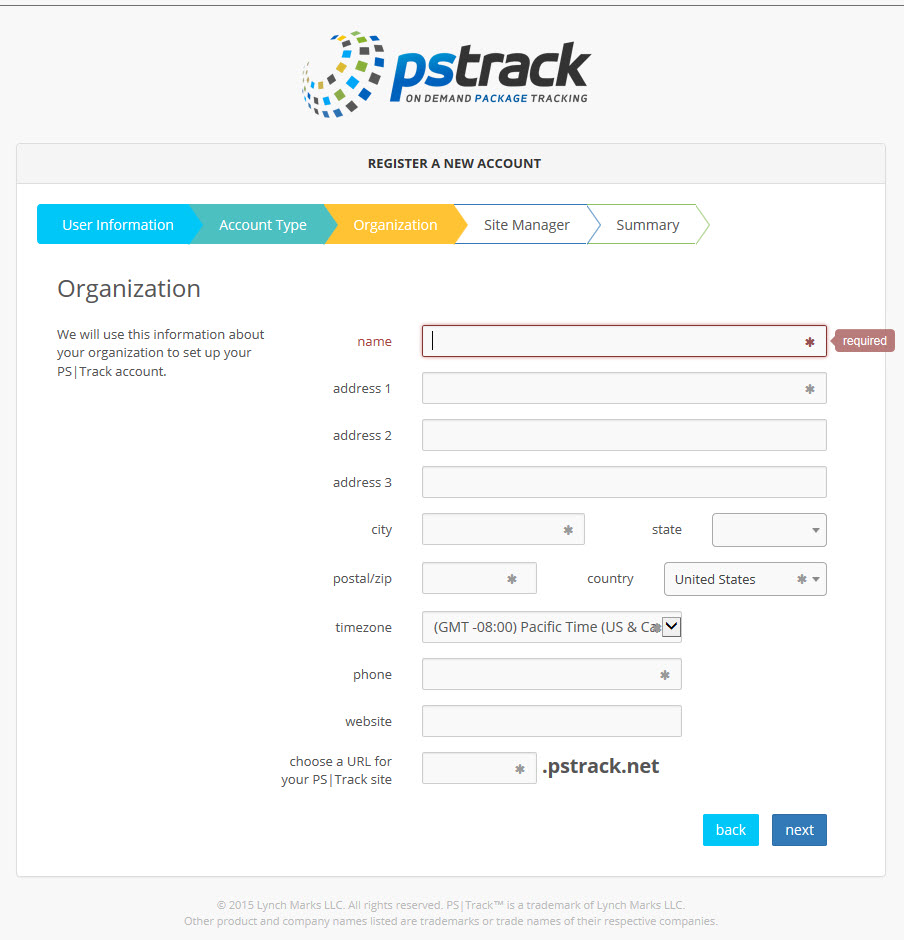 Creating a PS/Track account