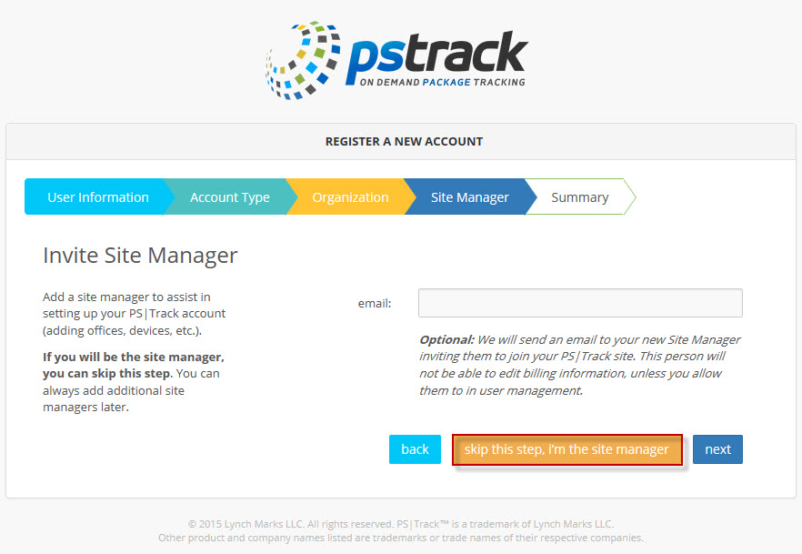 Creating a PS/Track account